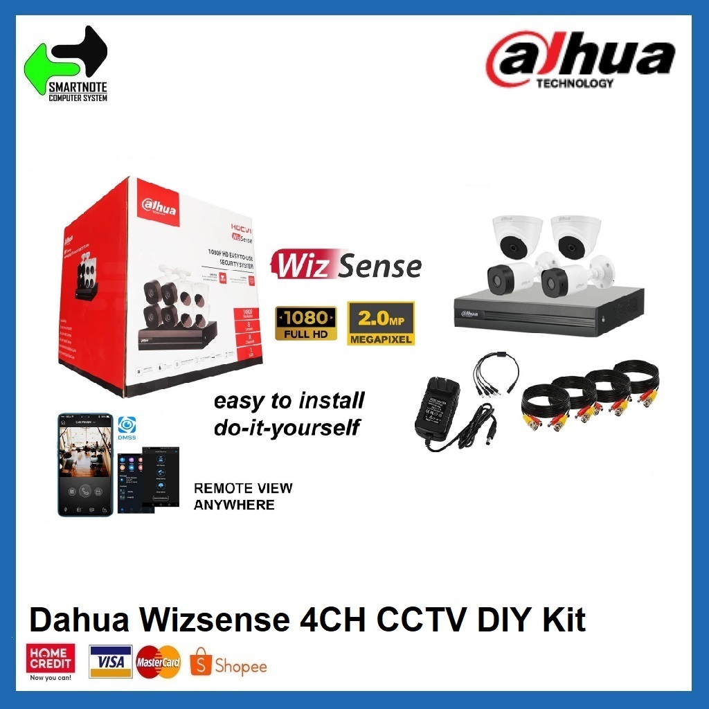DAHUA 4 Channel 2MP 1080P CCTV Security System Package set Wiz HDCVI ...