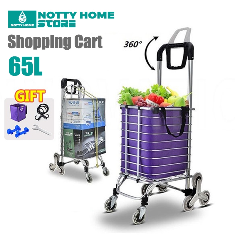 NOTTY Foldable Shopping Cart Grocery Climber Trolley Cart With 8 Wheels ...