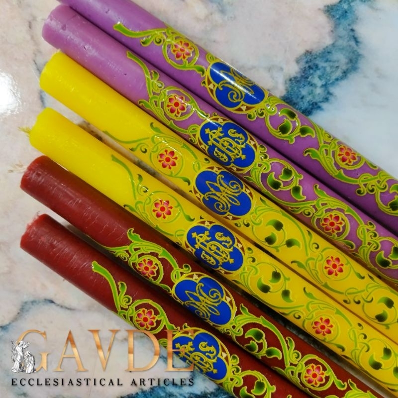 GAVDE Tall Decorative Pillar Candles — Holy Name of Jesus and Auspice ...