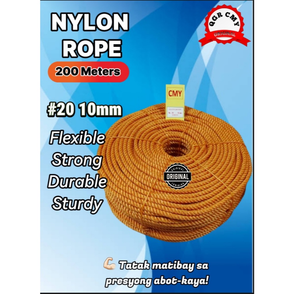 #20 10 mm CMY YELLOW POLYETHYLENE ROPE (200 Meters)/NYLON ROPE/LUBID/TALI | Shopee Philippines