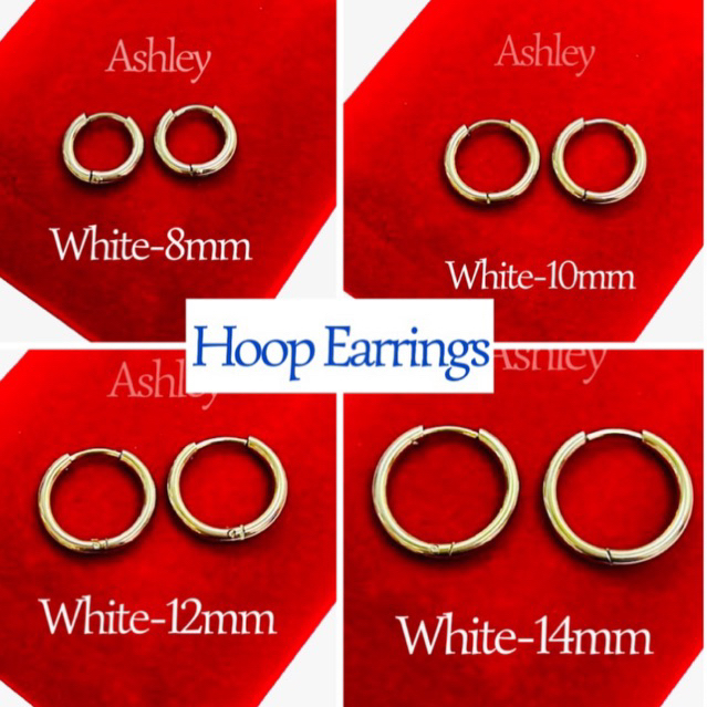 Stainless steel Loops Earrings Pairs 8mm 10mm 12mm 14mm 16mm Hoop ...