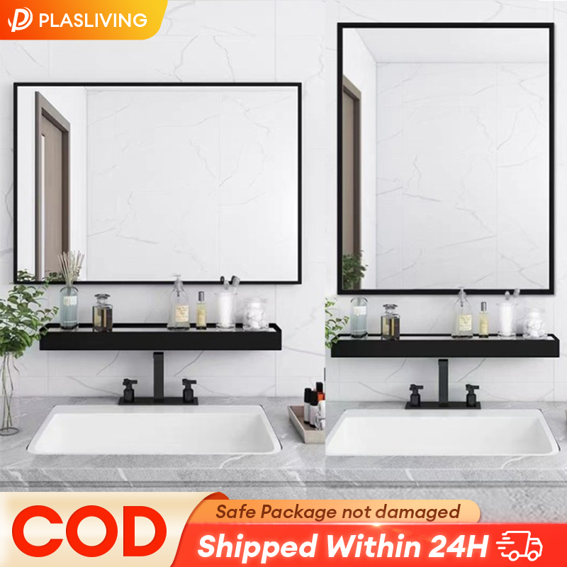 【HD mirror】Bathroom Mirror With Storage Rack Rectangular Rrounded ...