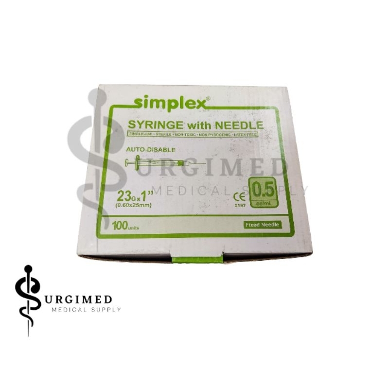 Simple Auto-Disable Syringe 0.5mL 23Gx1" 100's | Shopee Philippines