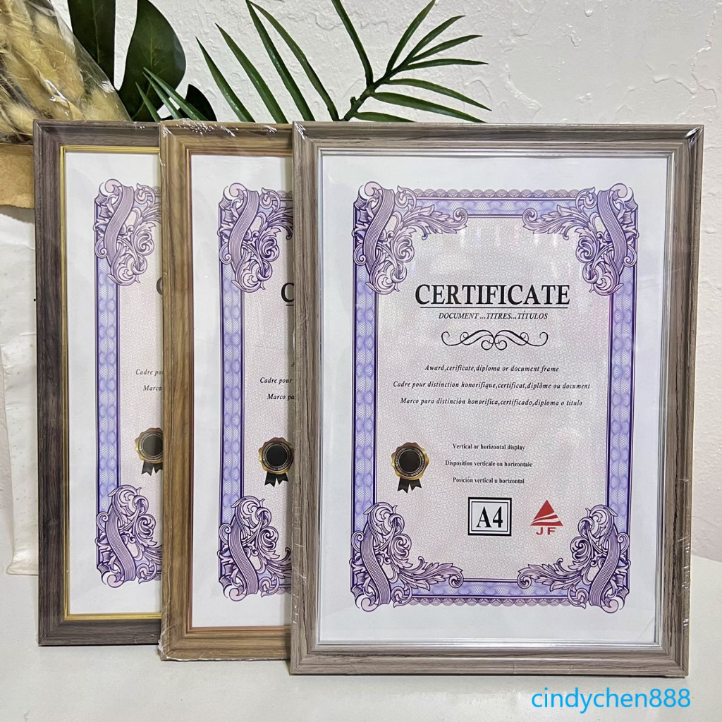 A4/8.5x11 PVC wooden color CERTIFICATE FRAME A4 Photo frame /picture ...