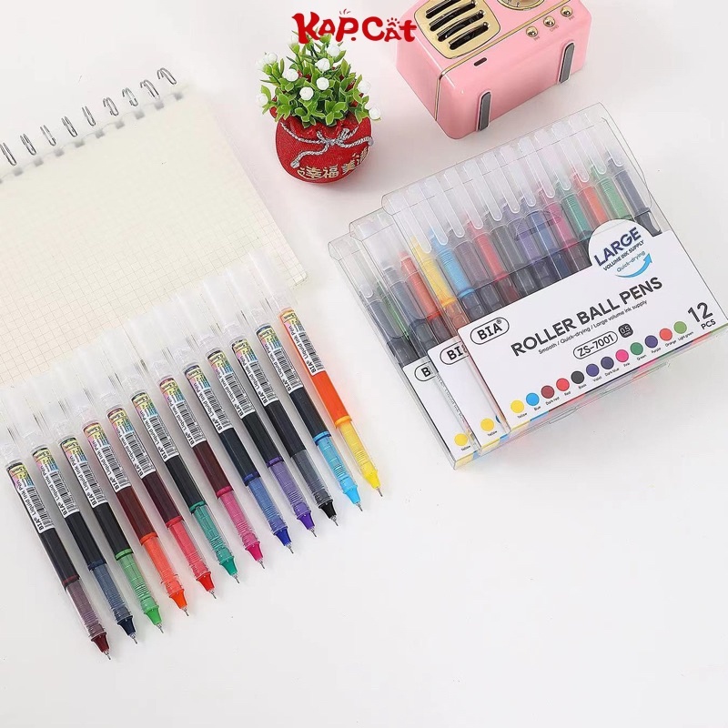 KAP.CAT 7001-12/ZB1668-12color ROLLER BALL PENS/GEL PEN 12colors ...