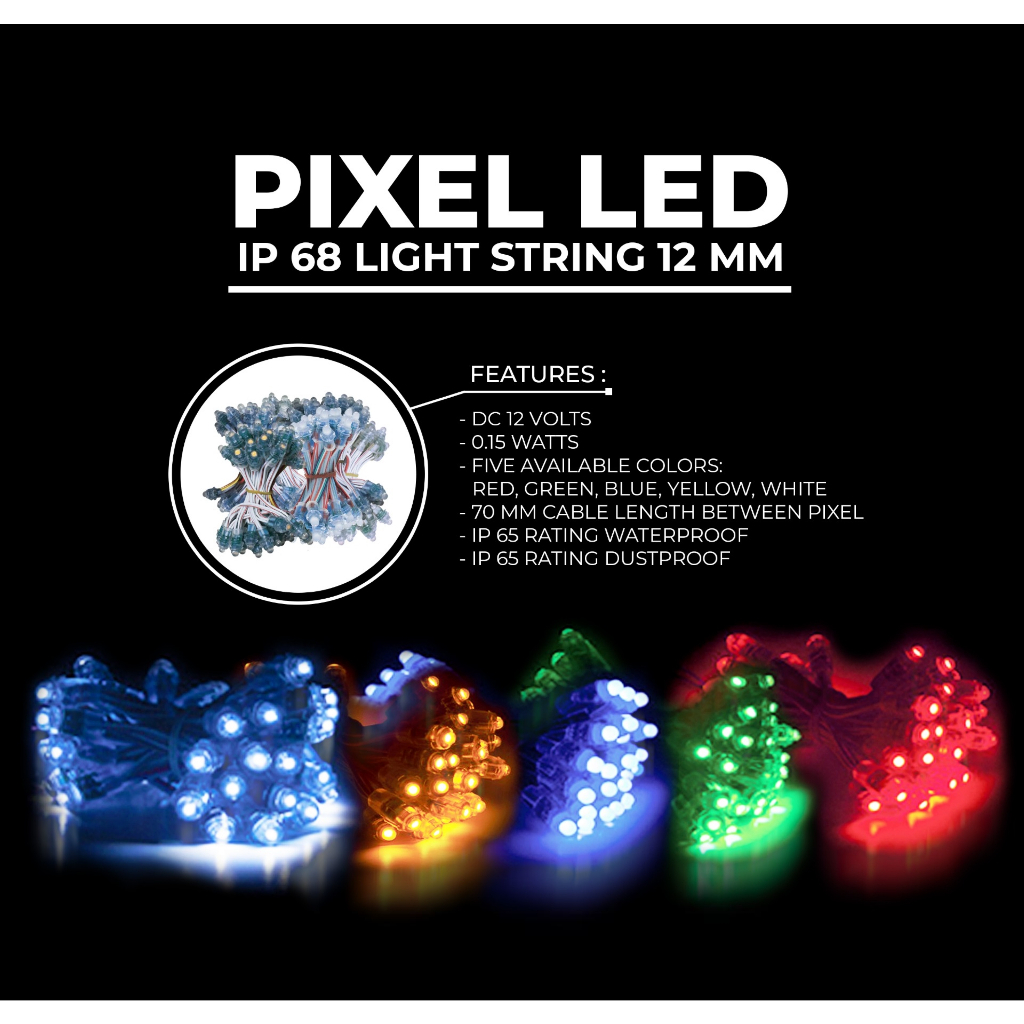 ADS HQ Full Color PIXEL LED Lights String 12mm l 50 pcs, Pixel Led l 0 ...