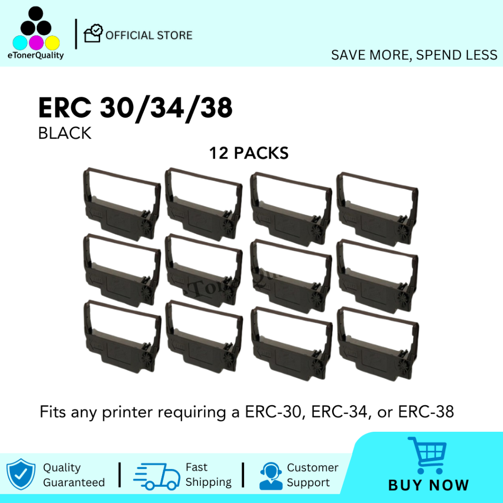 eTONER Compatible Ink RIbbon ERC 30/34/38 ERC 30 ERC 34 ERC 38 12PCS ...
