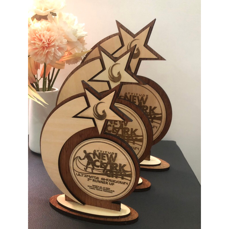 Customized Wooden Trophy | laser cutting and engraving | Shopee Philippines