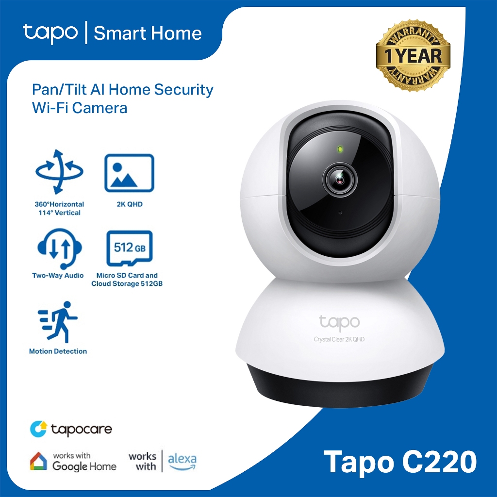 Tapo Official Store | TP-Link | C220 | Pan/Tilt | Home Security | Wi-Fi | Camera | CCTV | Shopee ...