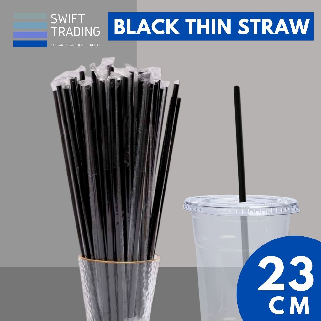 Plastic Thin Straw 6MM X 21CM / 23CM CLEAR / BLACK [Individually Packed ...