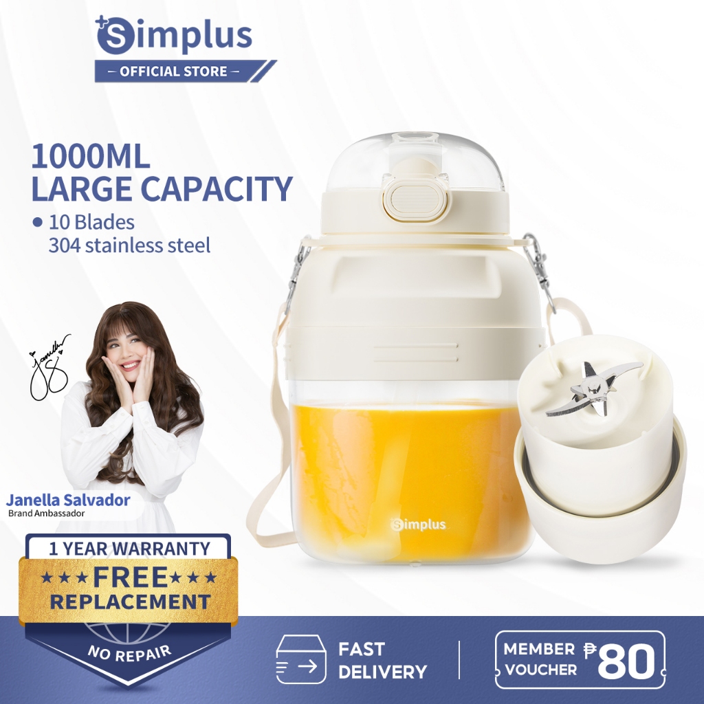 Simplus Cordless Portable Blender Juicer USB Rechargeable 1L Capacity with 10 Blades | Shopee ...