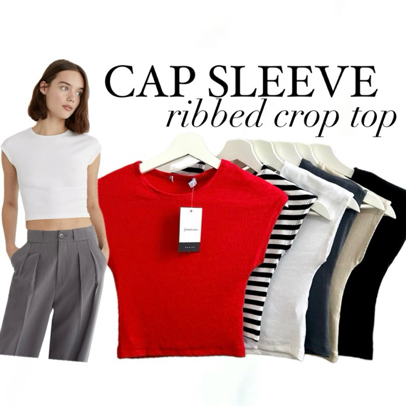 Stradi/varius Cap Sleeve Ribbed Crop Top (Auth/entic Over/runs) | Semi ...