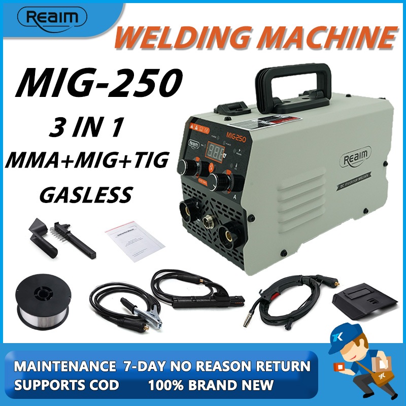 REAIM MIG Welding Machine Portable MIG 250/MMA 3IN1 Gasless Welder | Shopee Philippines