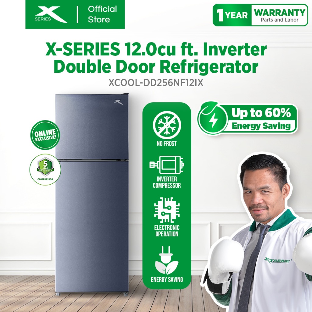 X-SERIES 12 cuft. Double Door Inverter Refrigerator No Frost (Silver ...