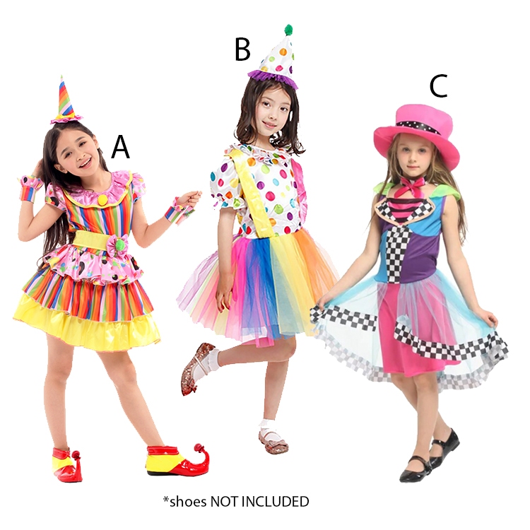 Circus Clown Girl Costume Carnival Cosplay for Kids Children Halloween ...