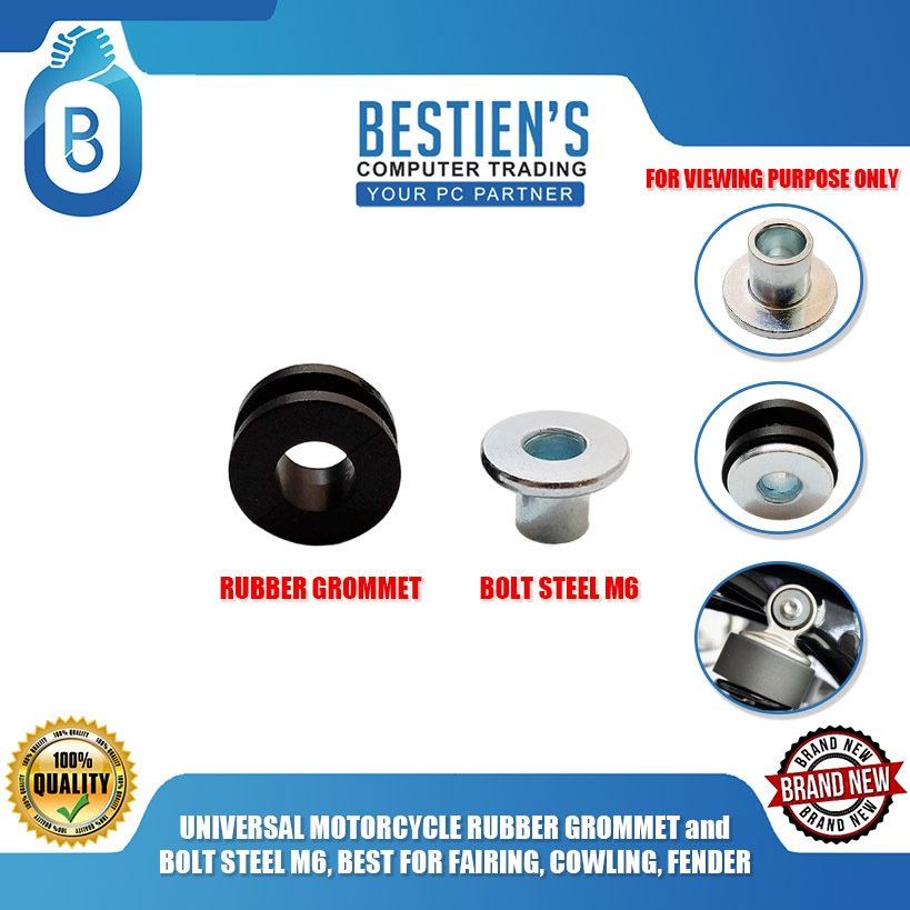 UNIVERSAL MOTORCYCLE RUBBER GROMMET and BOLT STEEL M6, BEST FOR FAIRING ...