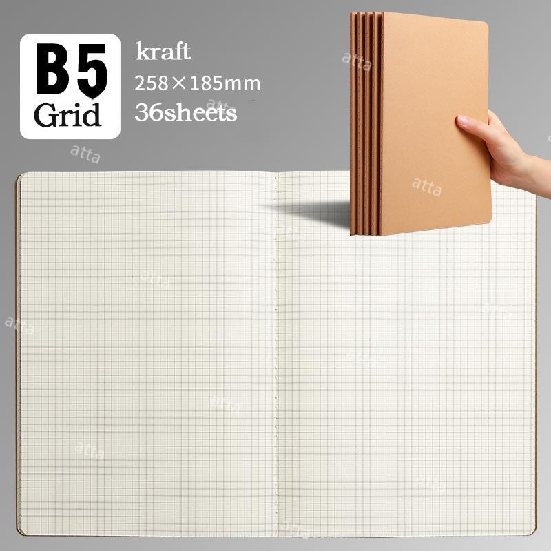 A5/B5 Black/Kraft Notebooks 36Sheets Line Grid Blank Notepad School ...