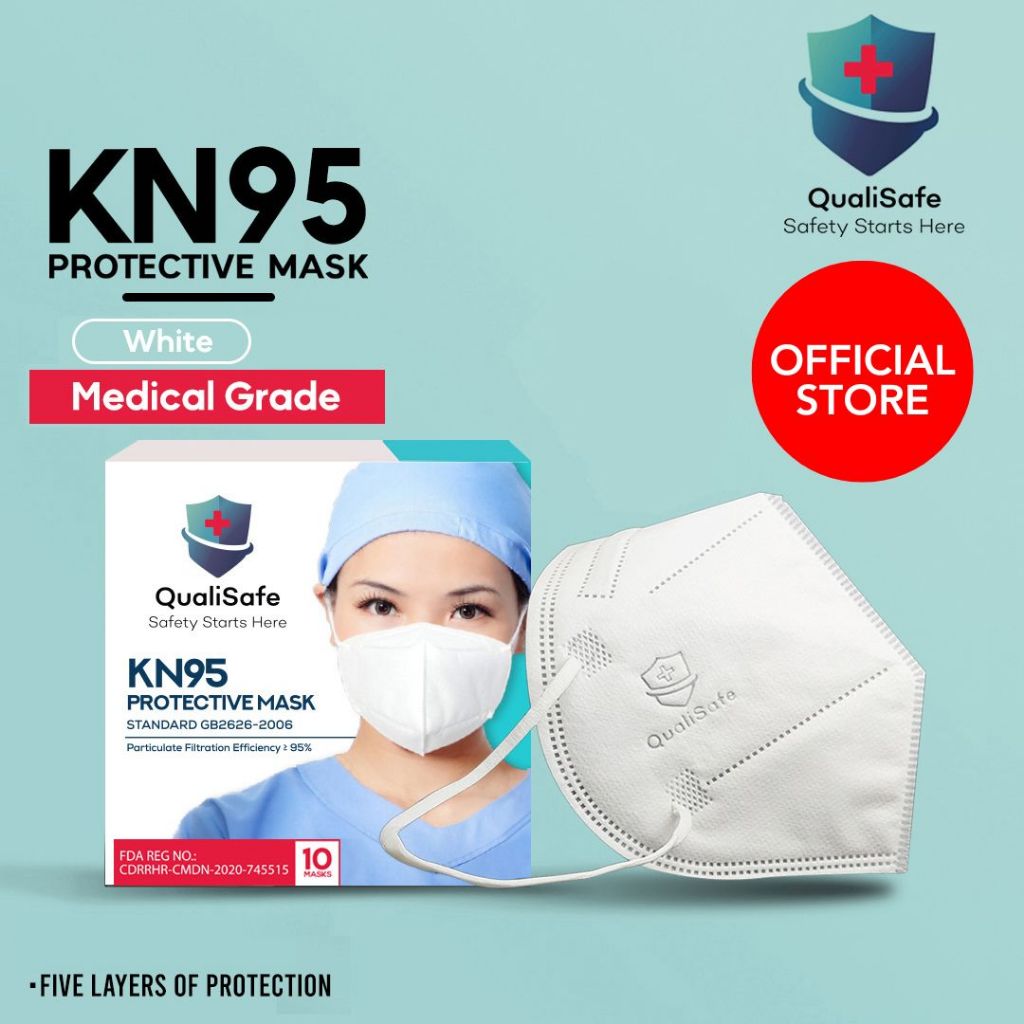 QUALISAFE PROTECTIVE KN95 MASK WHITE 10 PCS PER BOX | Shopee Philippines