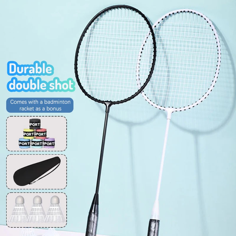 2pcs Badminton Racket Set Ultralight Split Ferro Alloy Adult Badminton ...