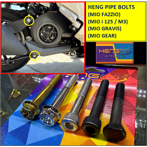 HENG Original Pipe Muffler bolts for YAMAHA MIO FAZZIO/MIO i 125/M3 ...