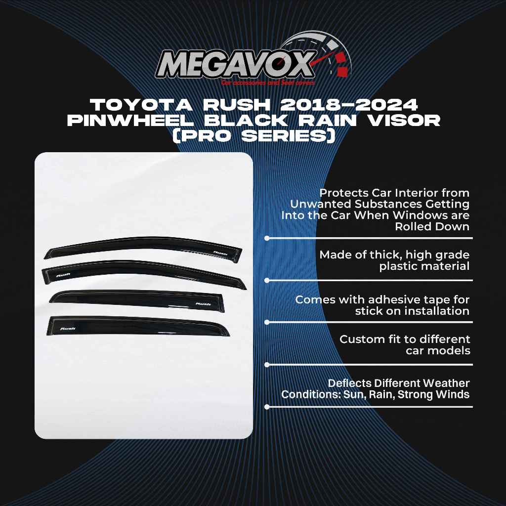 Toyota Rush 2018-2024 Pinwheel Black Rain Visor (Pro Series) | Shopee ...
