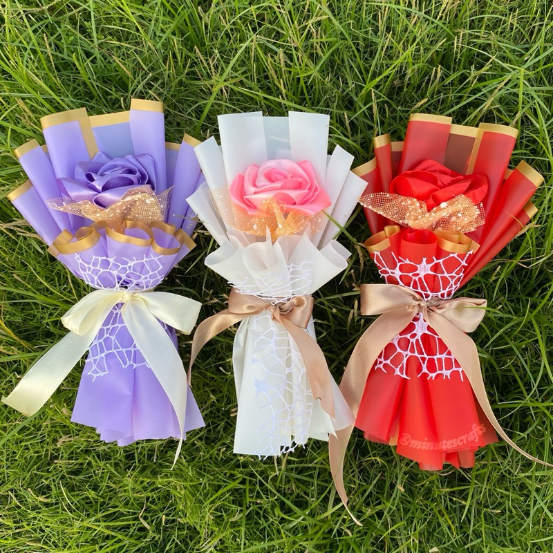 single stem satin flower bouquet by Minutes Crafts | Shopee Philippines