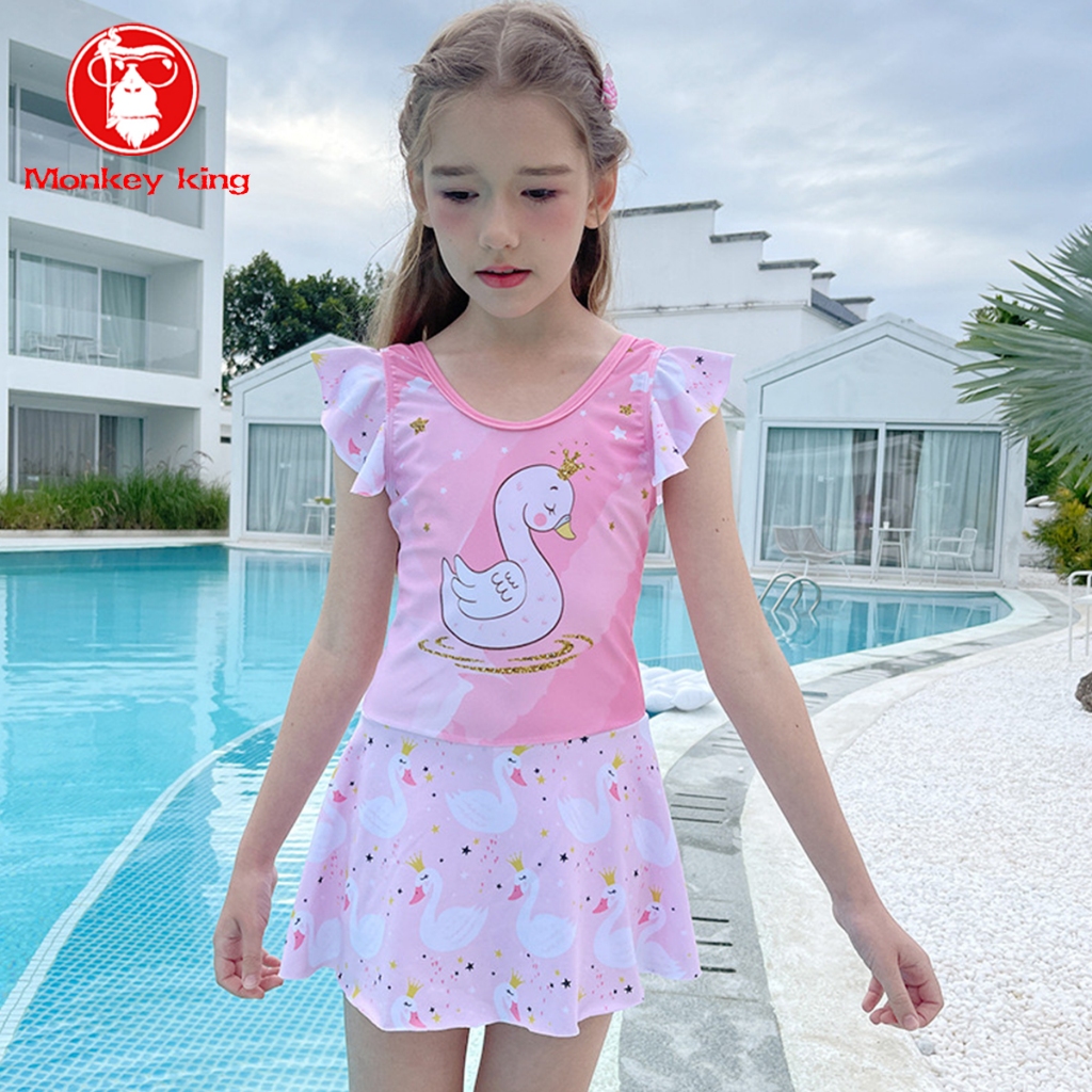 MONKEY KING Girls Swimsuit Kids One Piece Print Summer fast drying ...