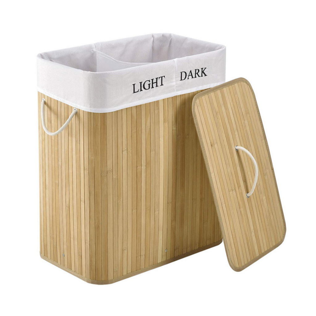 CASSIE Bamboo Laundry Basket Storage Hamper Bamboo Organizer with Cloth ...