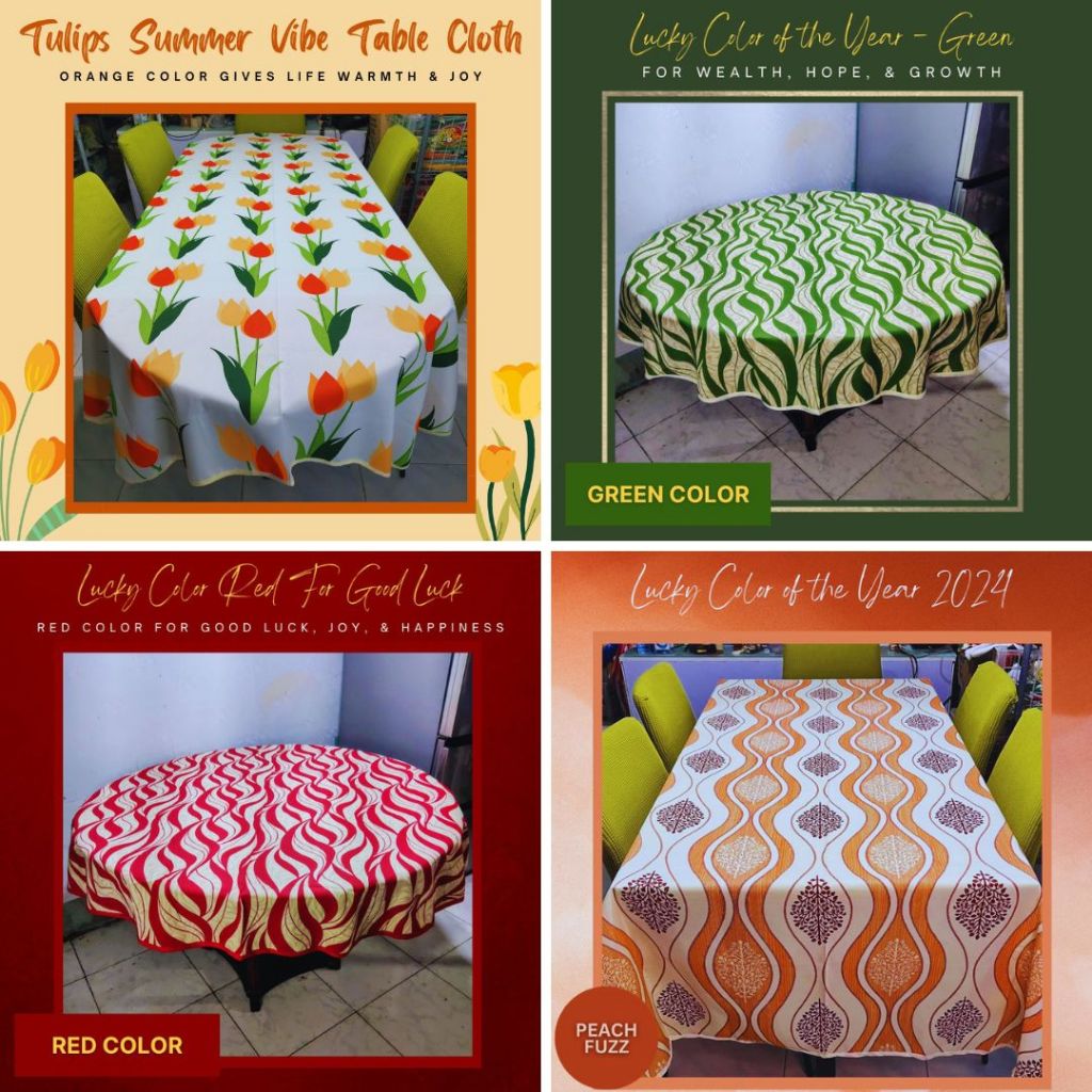 Round Rectangle Oval Summer Lucky Color Dining Table Cloth 4, 6, 8, 10 ...