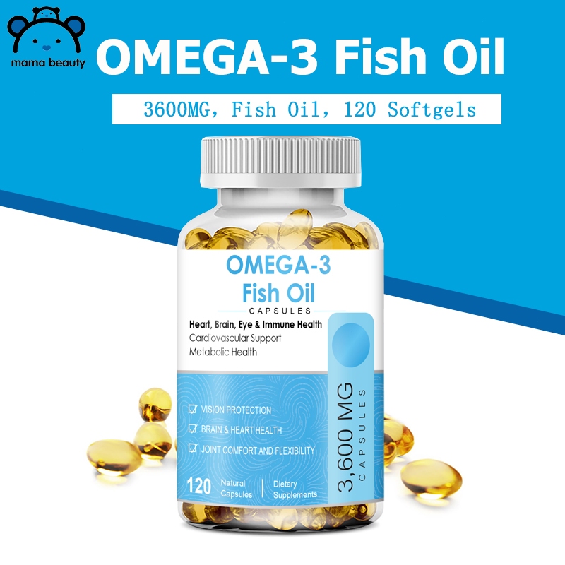 MAMA BEAUTY Omega 3 Fish Oil Softgels Rich EPA DHA Strengthen Brain Eyes Health Fish Oil ...