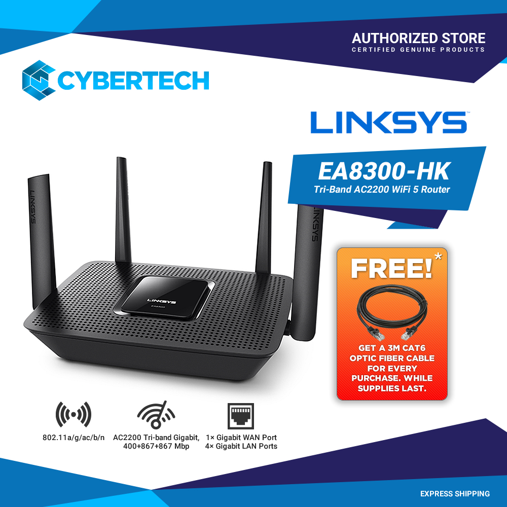 LINKSYS EA8300-HK MAX-STREAM AC2200 TRI-BAND WIFI 5 ROUTER (EA8300-HK ...