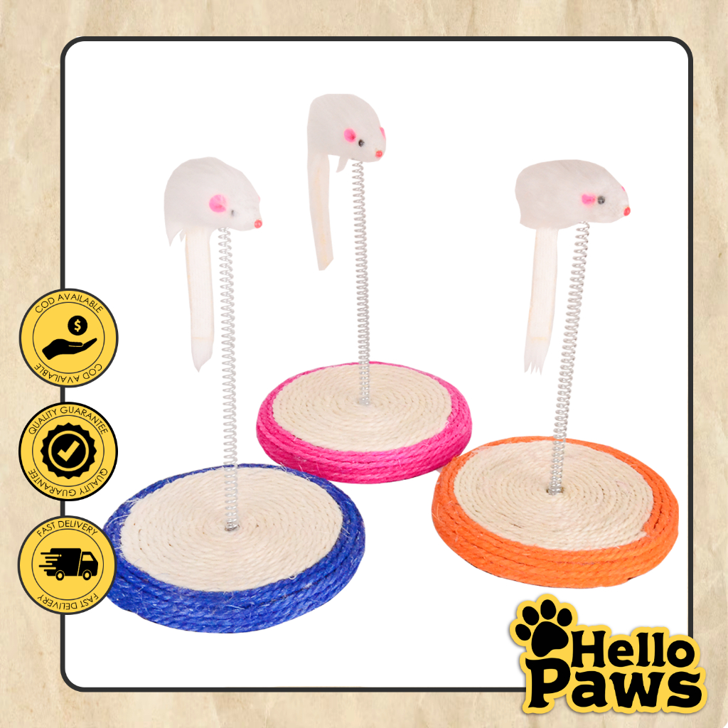 Hello Paws Feline Pet Cat Mouse Scratching Slingy Toy Base | Shopee ...