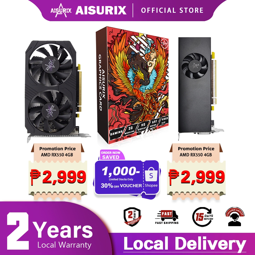 AISURIX NEW RX 550 4GB GDDR5 SFF Graphics Card GPU Video Card Gaming ...