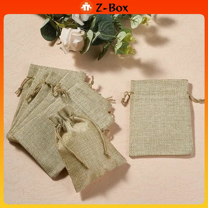 Burlap Drawstring Pouch Plain Linen Gift Bag Jute Storage organizer Pouch String bag dust ...