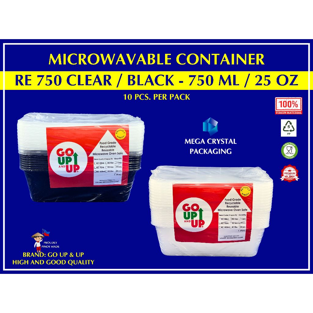 [ 10 Pcs ] Microwavable Container RE 750 - Rectangular 750 ml CLEAR ...