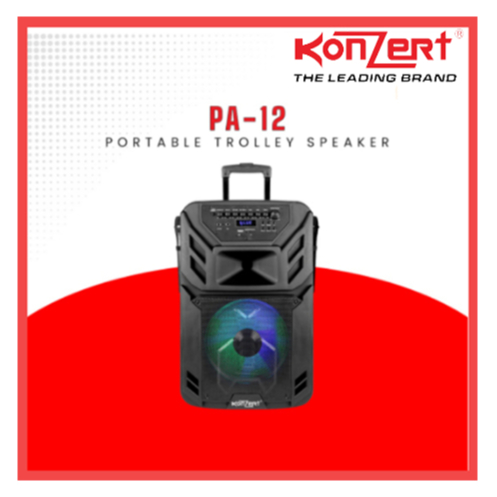 Original Konzert PA-12 400W 12 Inches 2-Way USB BT FM Portable PA Active Trolley Speaker System ...