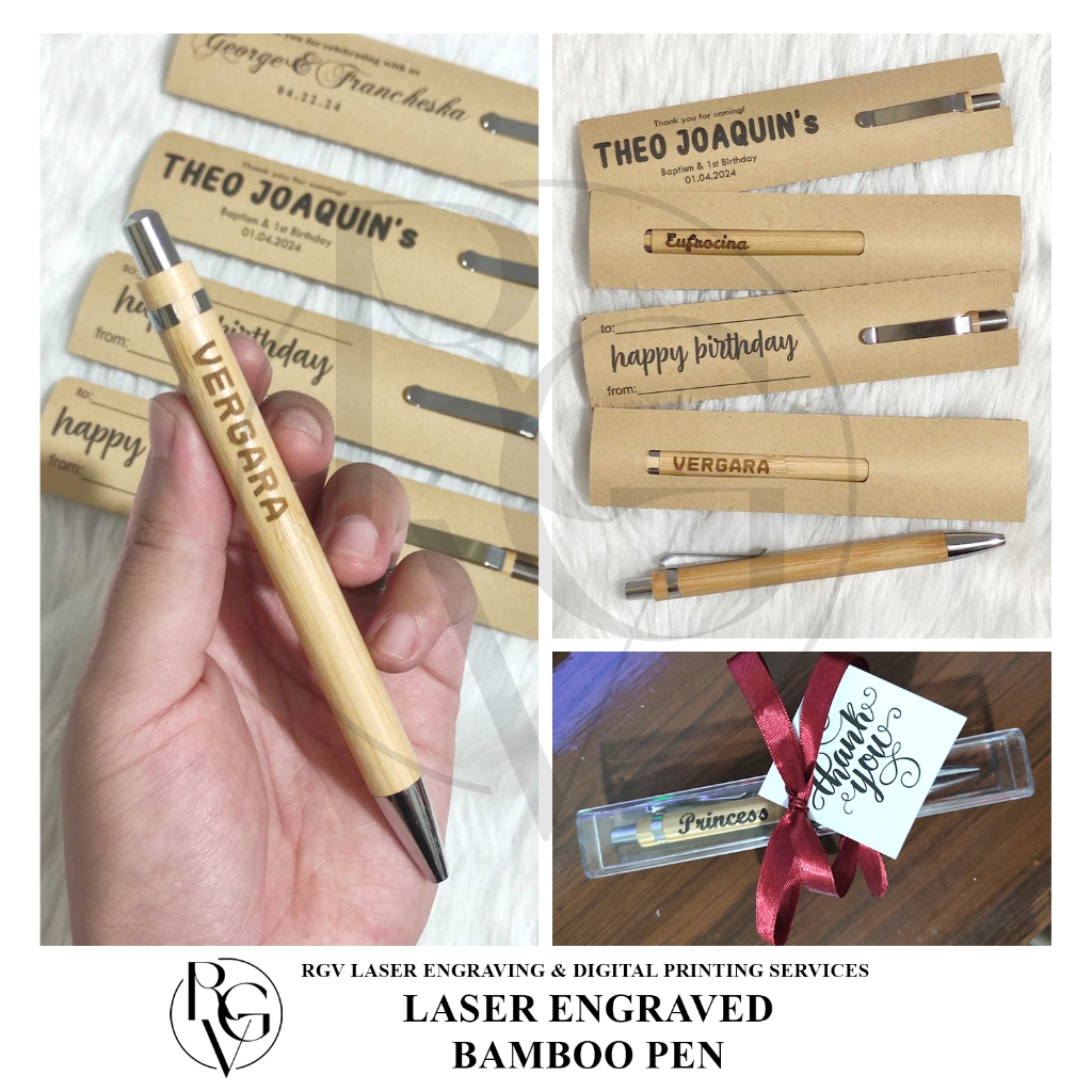 SHIP OUT IN 24 HRS - Laser Engraved Bamboo Pen Personalized [rgv ...