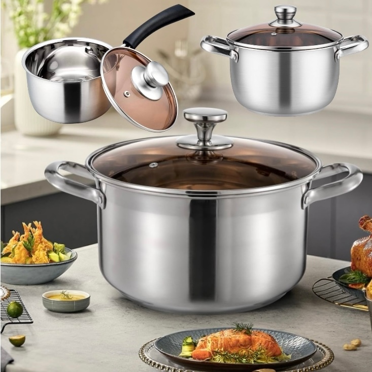 stainless steel casserole set makapal pot for induction cooker pots for ...