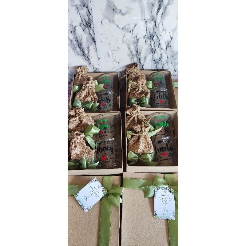 Personalised Couple Glass 245ml with Jute and Ma tcha powder | Shopee ...