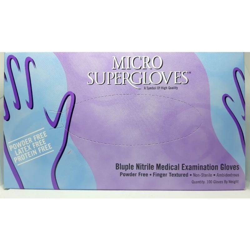 Micro Supergloves Bluple NITRILE Medical Examination Gloves | Shopee ...