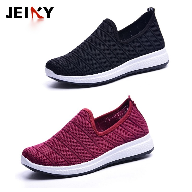 JEIKY Ladies Korean Slip On Stripe Plain Shoes #B357(Add One Size ...