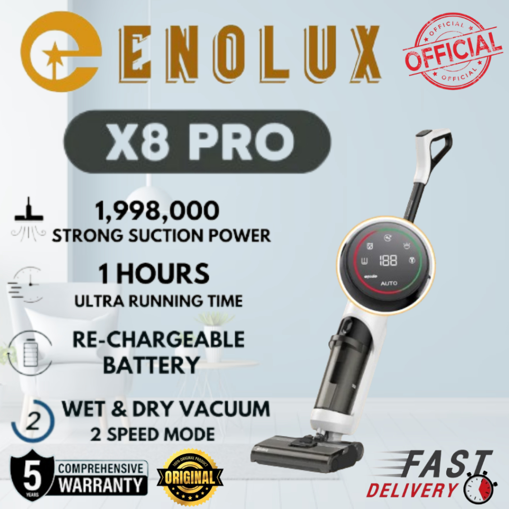 Enolux Cordless Vacuum Cleaner X8 PRO Wet and Dry Vacuum Cleaners Mop ...
