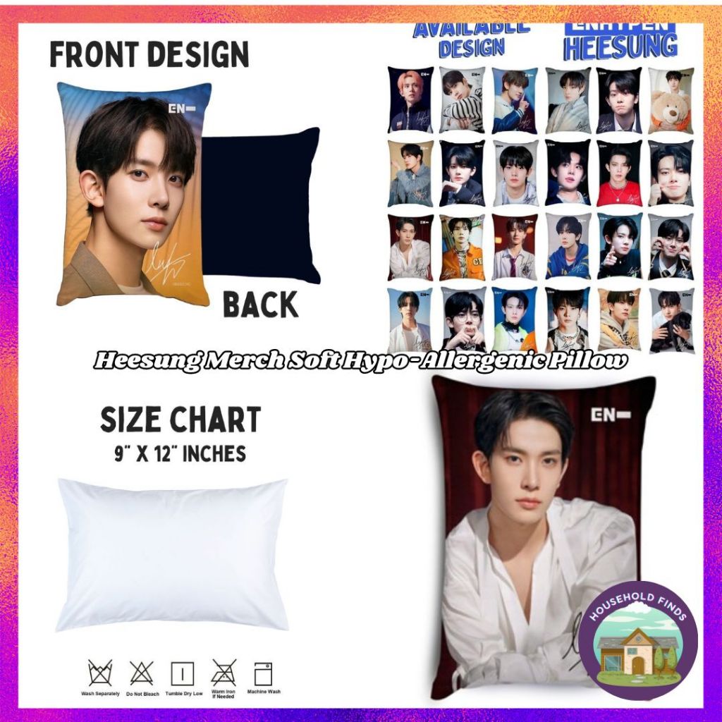 HHF Enhypen Heesung Merch Soft Hypo-Allergenic Pillow size 9in x 12in ...