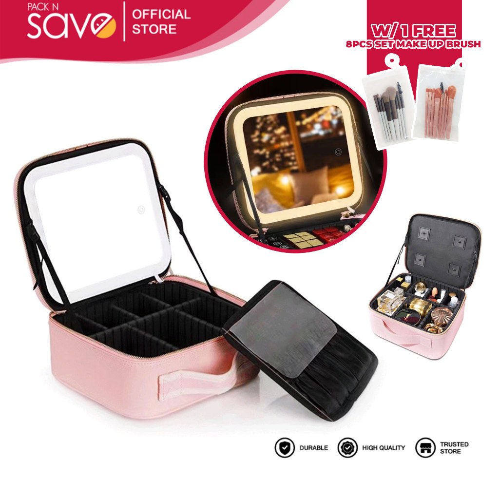 [PNS] MakeUp Bag With Detachable Mirror LED Light Bag With Mirror ...