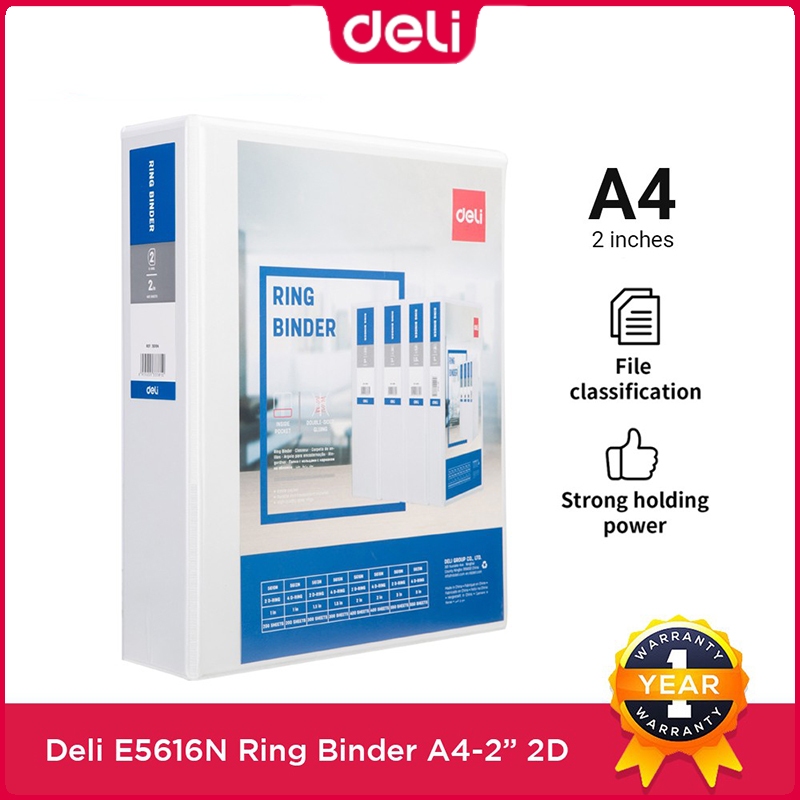 Deli A4 Ring Binder Document Paper Clip File Binder Ring E5616N ...