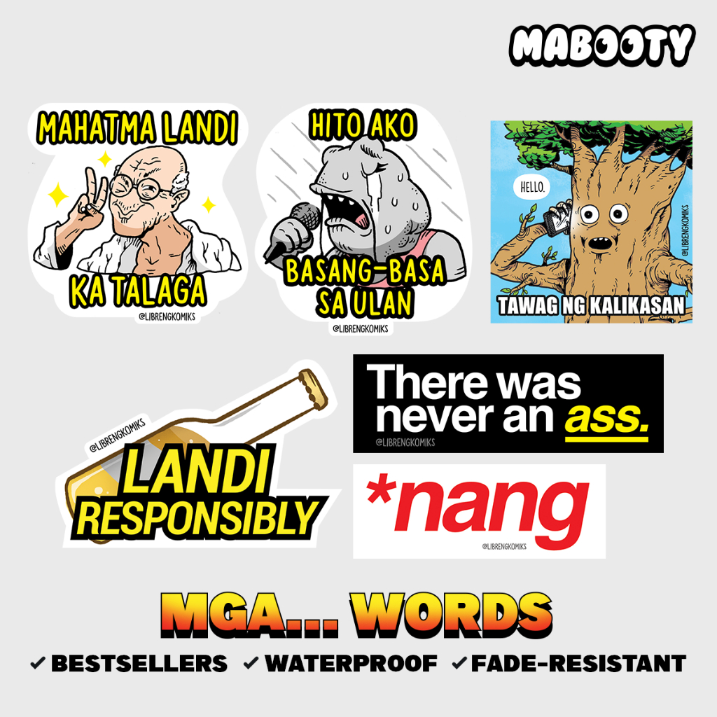 MGA WORDS Sticker Pack - Waterproof Vinyl Stickers | Shopee Philippines