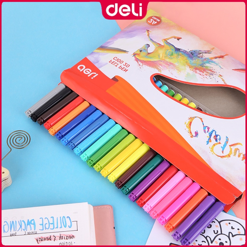 Deli 12/18/24Colors Watercolor Pen Art Painting Drawing Pens EC10000 ...