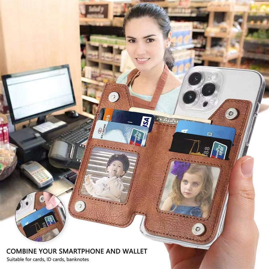 Phone Card Bag Card Holder Left and Right Flip Multi-Card Holder Zipped ...