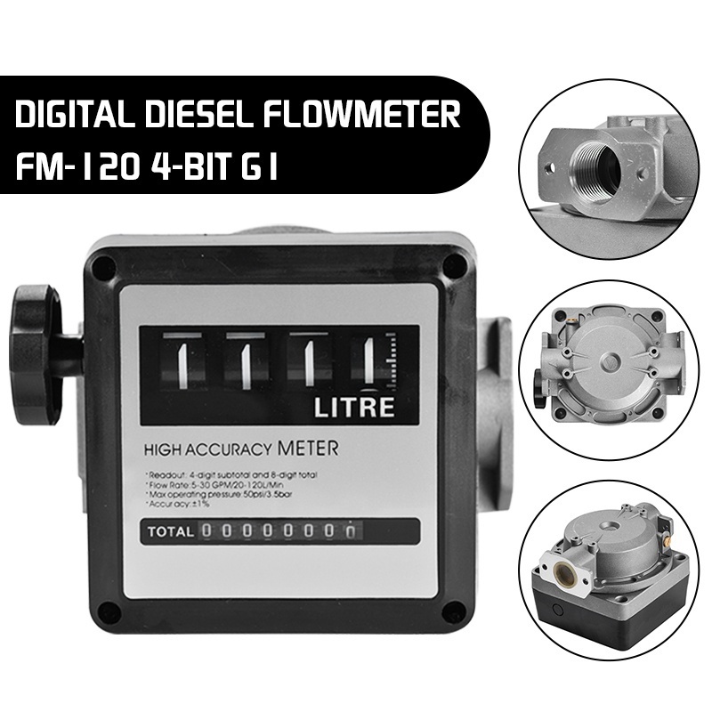 FM-120 4 Digital Gasoline fuel Gasoline oil flowmeter 20-120L/Min Four ...