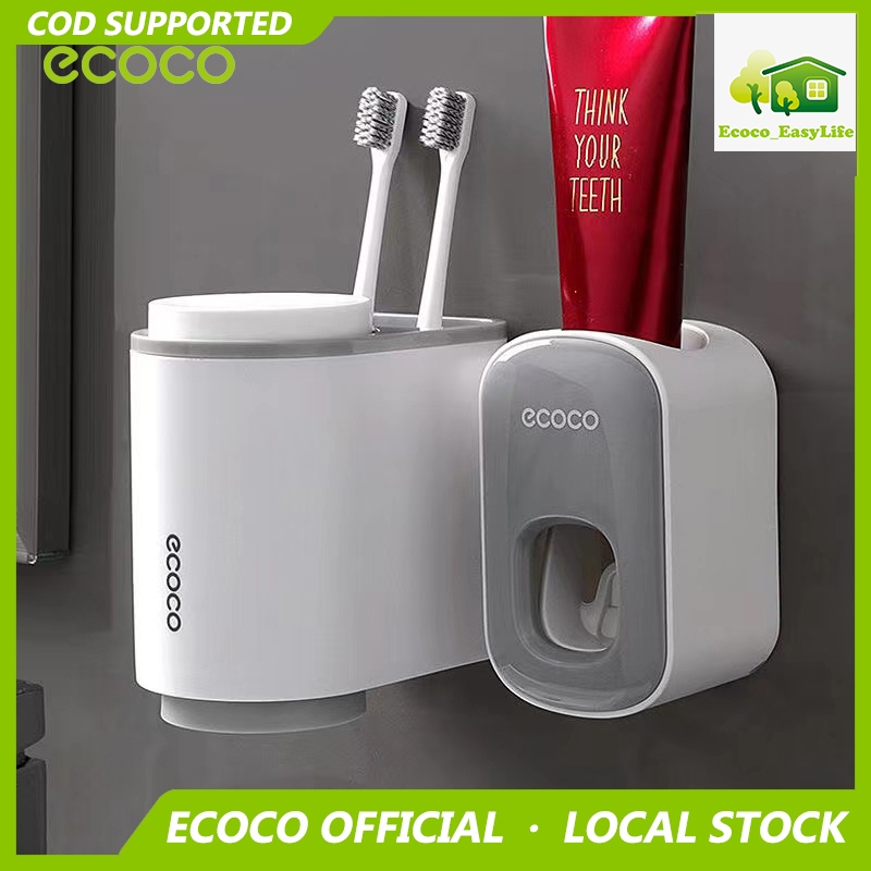 Ecoco Magnetic Adsorption Toothbrush Holder Toothpaste Dispenser Wall ...